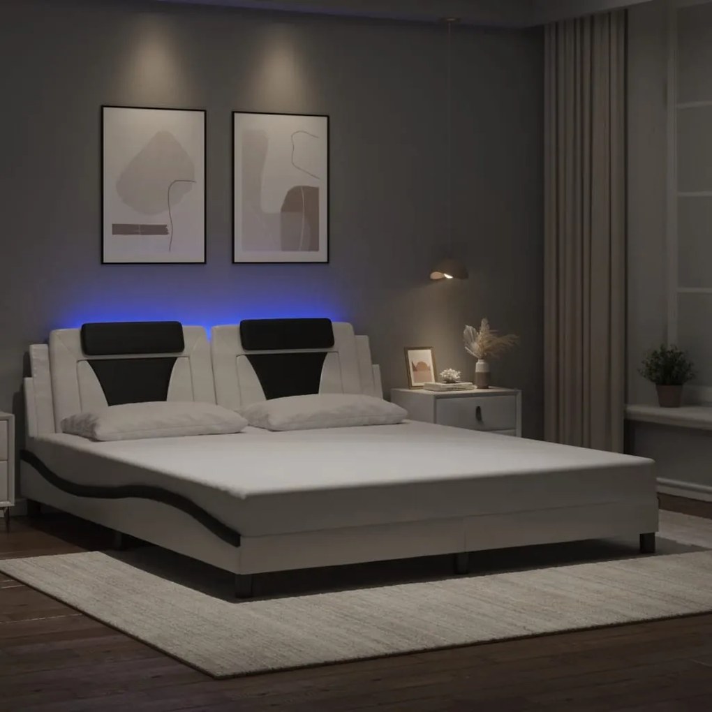 Rám postele Viana s LED bez matrace bílý a černý 180x200 cm 3214042