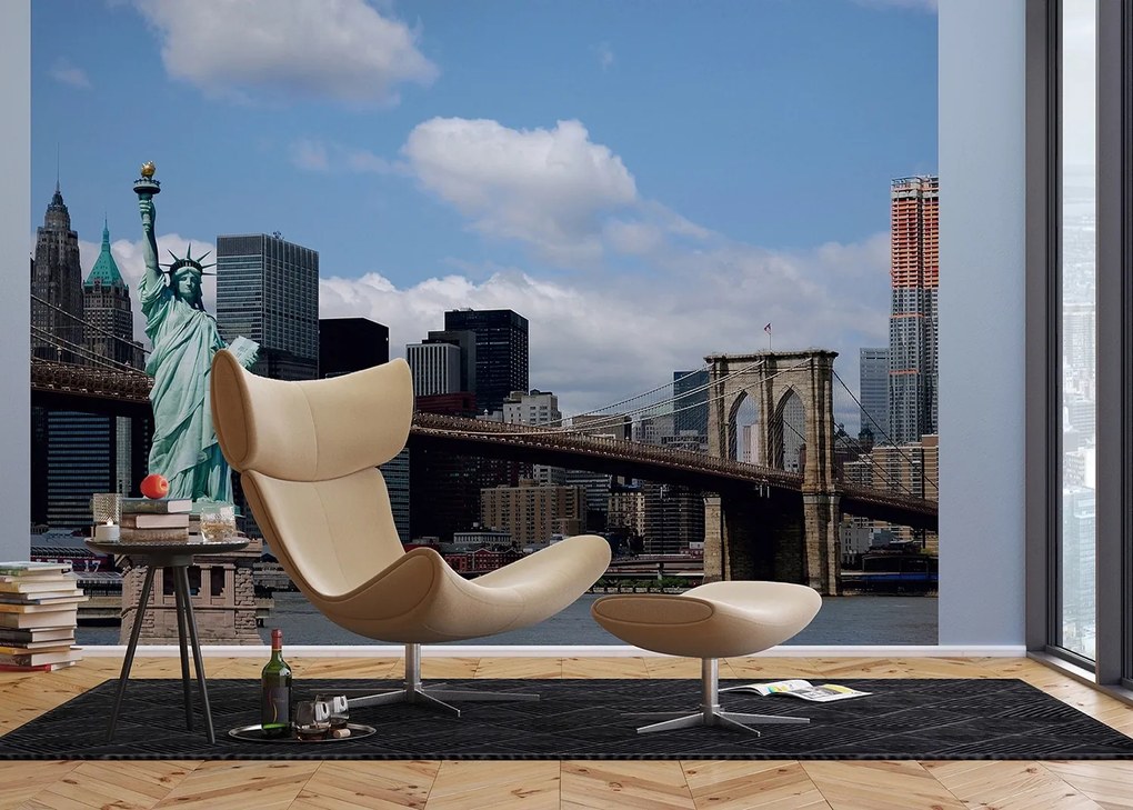 Fototapeta na míru Brooklynský Most a Socha Svobody | Vliesová fototapeta na zed' | DFTNXXL0426