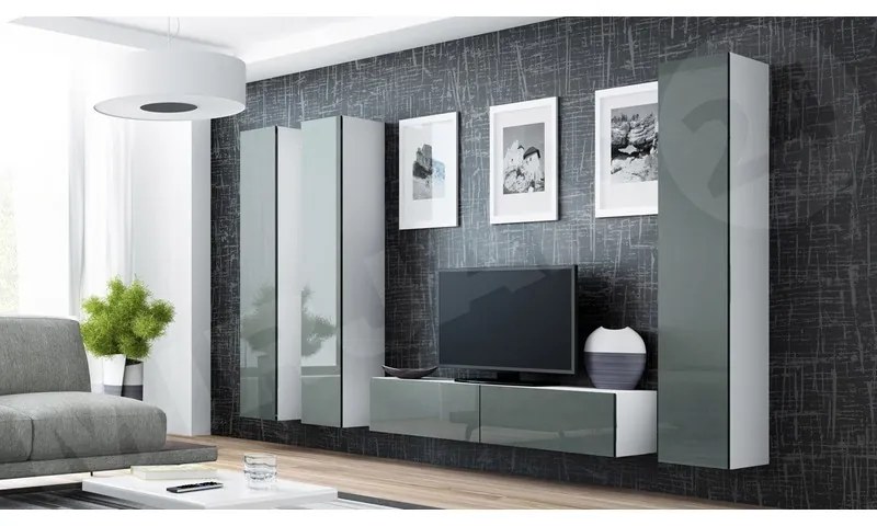Obývací stěna Zigo XIV, Barva: černý / černý lesk