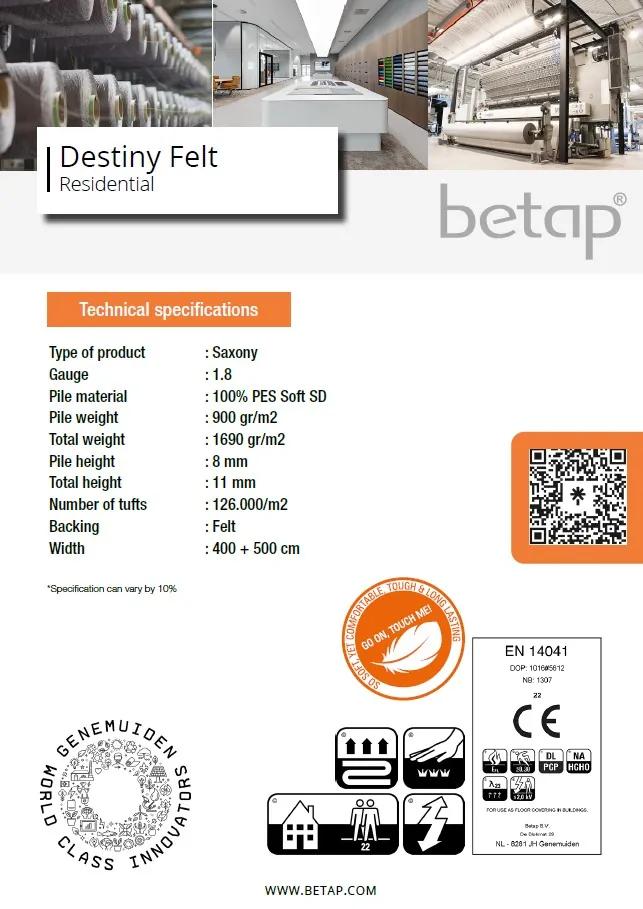 Metrážový koberec Betap Destiny 74 šíře 4m šedo-hnědá