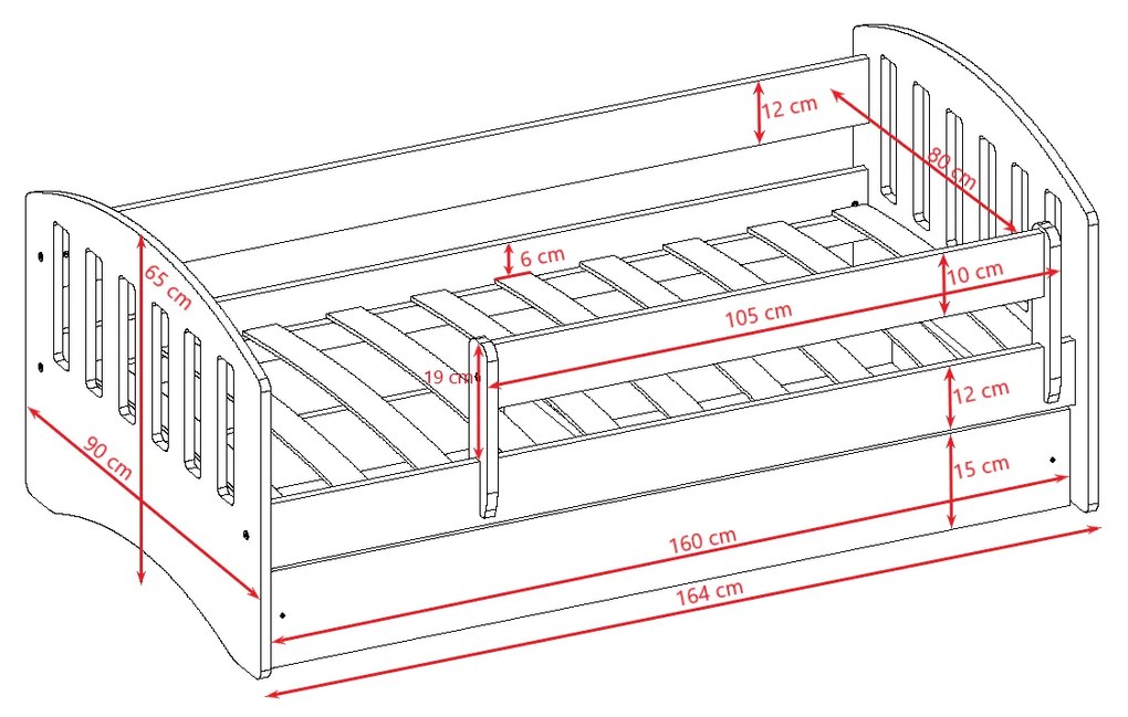 BabyBeds Dětská postel CLASSIC 1 s úložným prostorem Velikost postele: 180x80 cm, Barva postele: Modrá