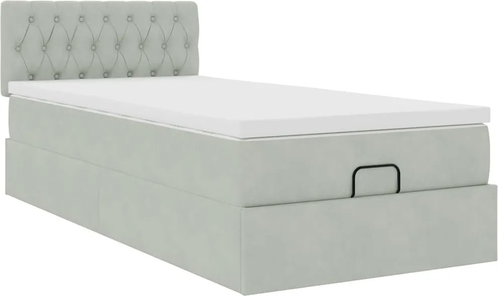 Osmanský rám postele s matrací světle šedá 90x200cm samet 3312668