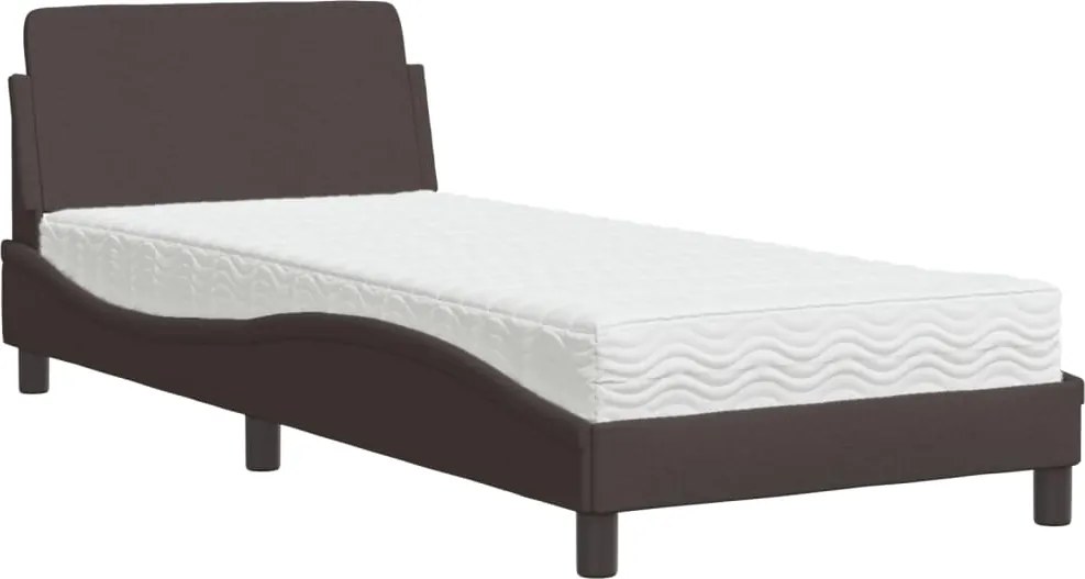 Postel s matrací Dover tmavě hnědá 90 x 190 cm textil 3208307