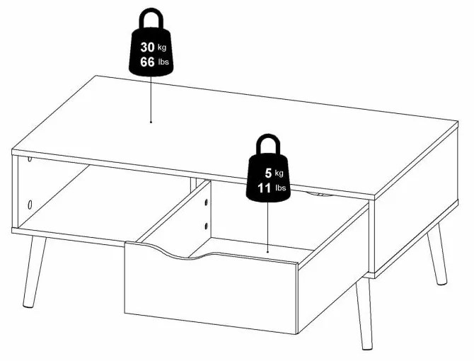 Tvilum Bílý konferenční stolek OSLO 75384 s deskou v dekoru dub