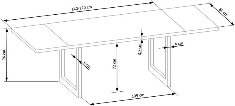 Jídelní stůl s dubovou deskou RADUS 140(220)x85