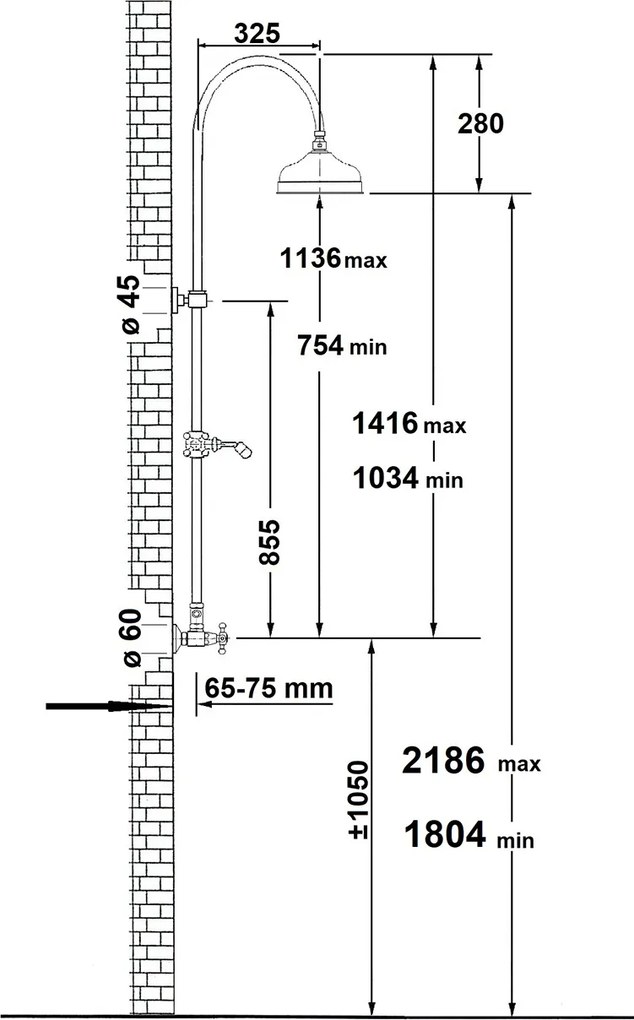 Reitano Rubinetteria, ANTEA sprchový sloup s termostatickou baterií, chrom, SET041