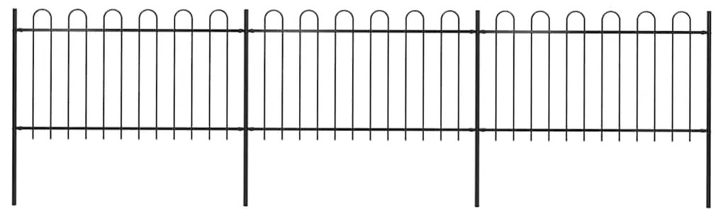 Zahradní plot s obloukem nahoře ocelový 504 x 100 cm černý 277658