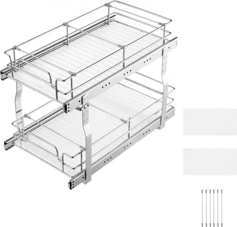 2-vrstvá drátěná výsuvná skříňka pod dřez Organizér 30,5 × 53,3 cm zásuvkový koš