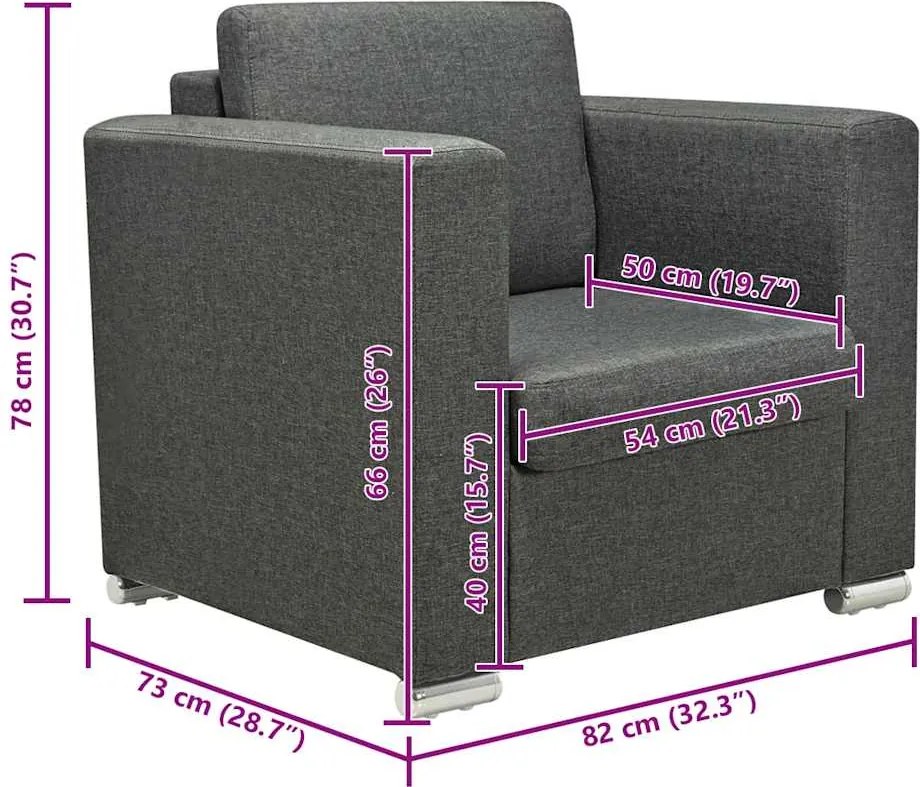Křeslo tmavě šedé textil 243582