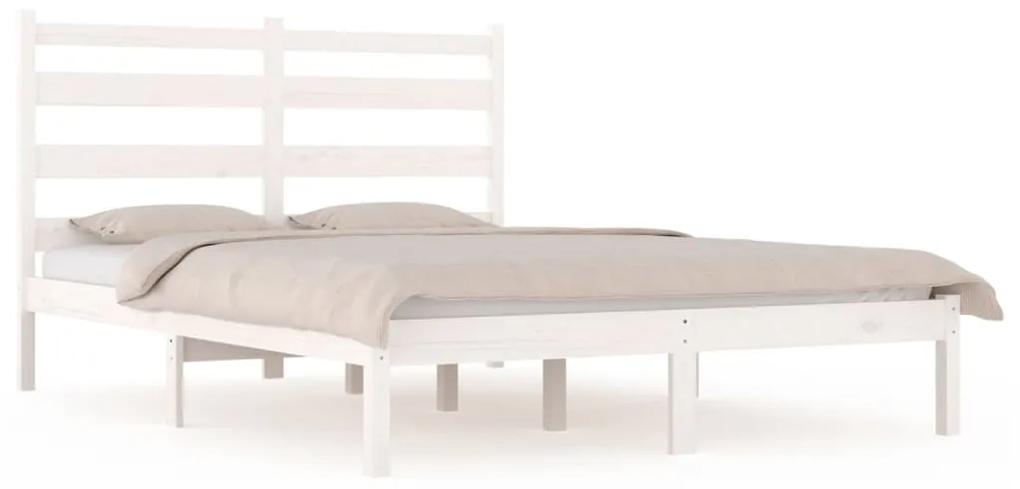 Rám postele bílý masivní borovice 160 x 200 cm,  3103659