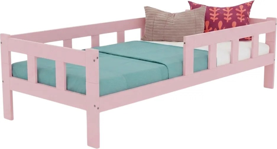 Benlemi Jednolůžko FENCE 4v1 se zábranou 90x200 cm + matrace ADAPTIC Zvolte barvu: Pastelově růžová, Zvolte zábranu: S otevřeným vstupem