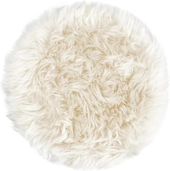 Bílý sedák z ovčí kožešiny na jídelní židli Royal Dream, ⌀ 35 cm