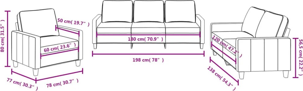 vidaXL 3dílná sedací souprava s poduškami textil [3201430] Barva: vínová červená