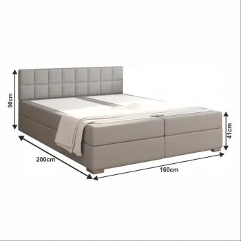 Postel boxspring FERATA KOMFORT 160x200 světle šedá