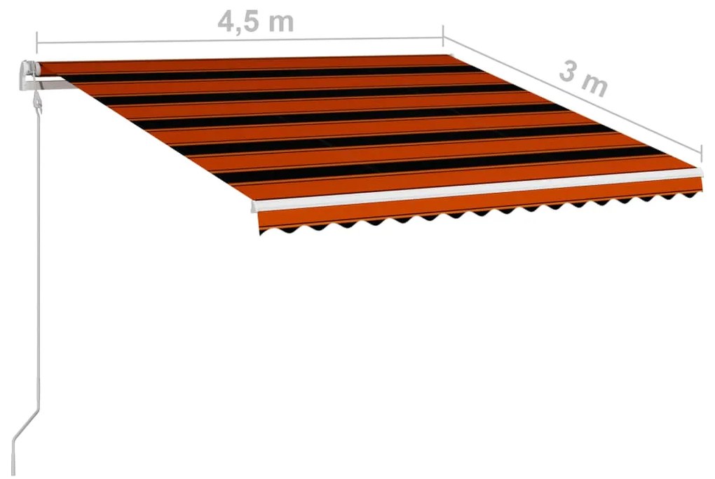 Automatická zatahovací markýza 450 x 300 cm oranžovo-hnědá,  3051233