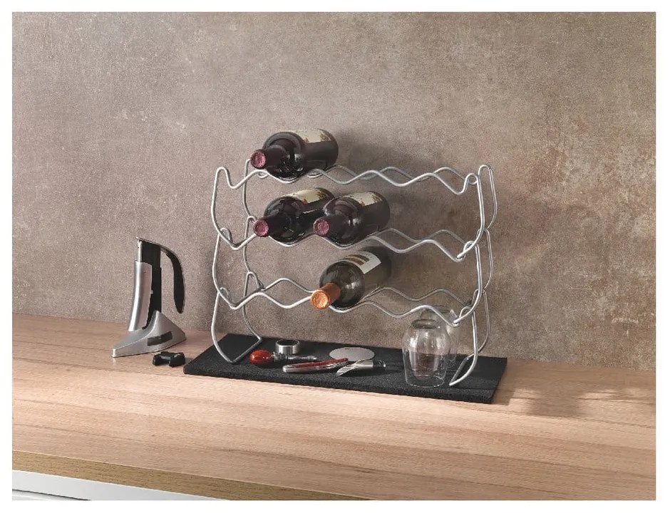 Třípatrový držák na 12 lahví vína Metaltex Wine, délka 45 cm