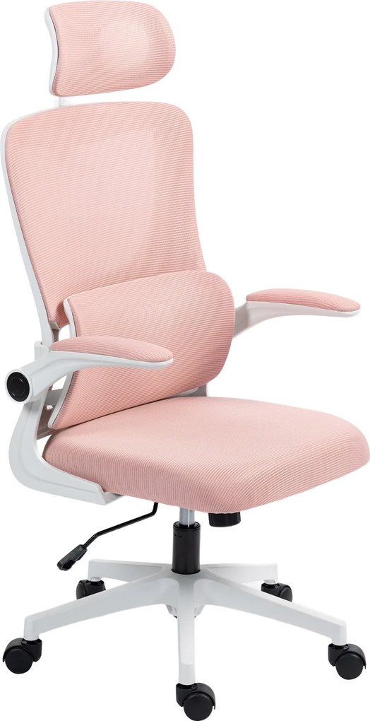 Ergonomická kancelářská židle Vinsetto s bederní podporou, sklápěcí opěrkami, nastavitelným opěradlem, otočná židle s vysokým opěradlem, výškově nasta