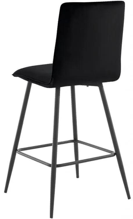 Danish style Barová židle Zelta (SADA 2 ks), samet, černá