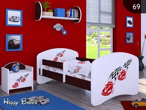Dětská postel s obrázkem auta 140 x 70 cm - bílá