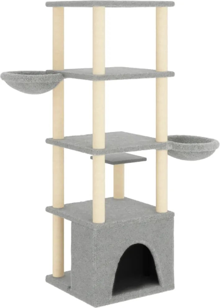 Škrabadlo pro kočky se sisalovými sloupky světle šedé 147 cm 171781