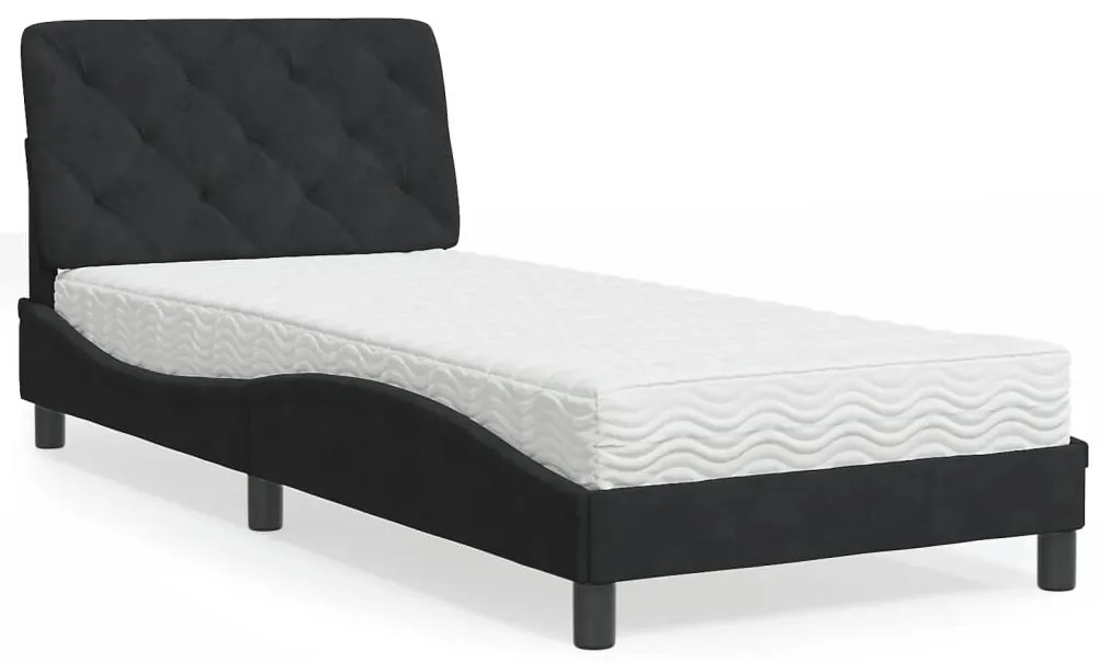 Postel s matrací černá 80 x 200 cm samet 3208624