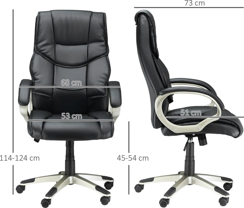 Kancelářská židle HOMCOM výškově nastavitelná 114-124H cm, s funkcí houpání, ergonomická kancelářská židle