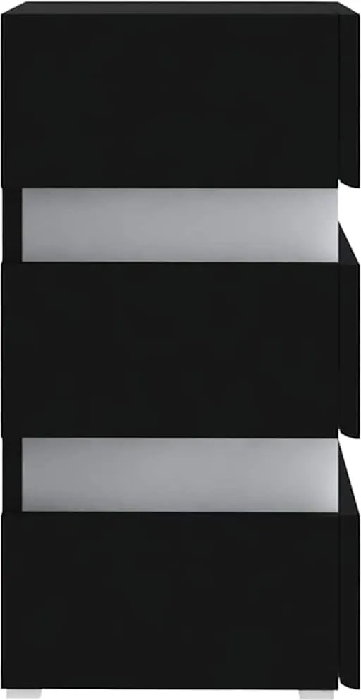 Noční stolek s LED černý 45 x 35 x 67 cm kompozitní dřevo 326841