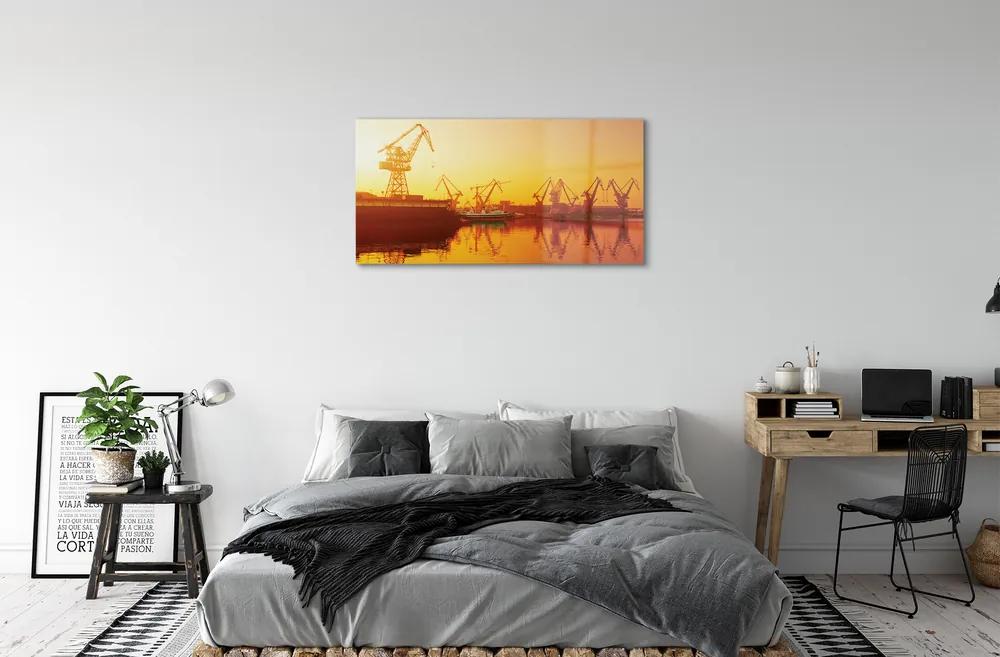 akrylový obraz Gdaňsku svítání 100x50 cm