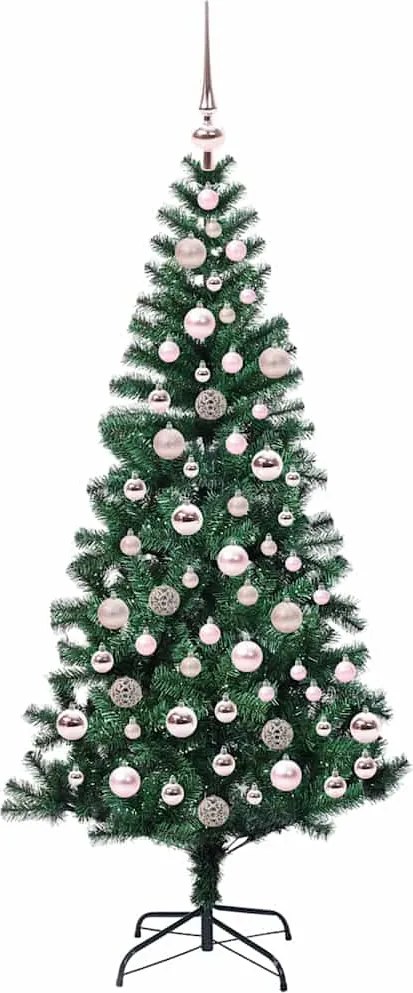 Umělý osvětlený vánoční stromeček Zelená 180 cm PVC a kov 3396764