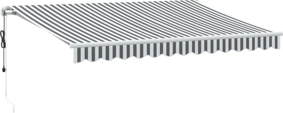 Automatická zatahovací markýza antracitová a bílá 350 x 250 cm 3310227
