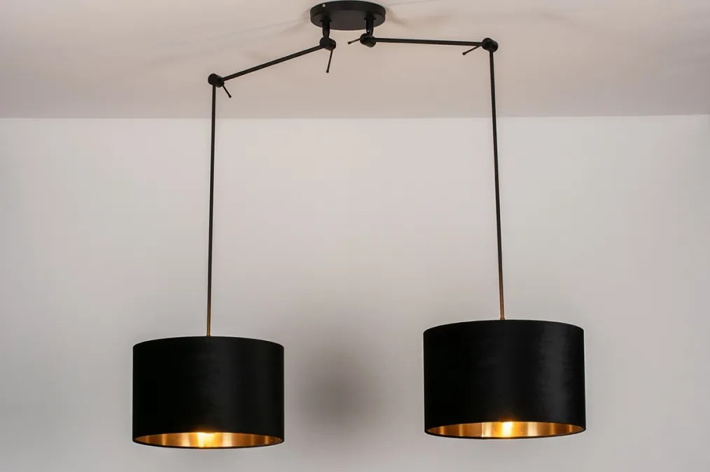 Závěsné svítidlo nad jídelní stůl černé Riteliotte Black and Gold Duo
