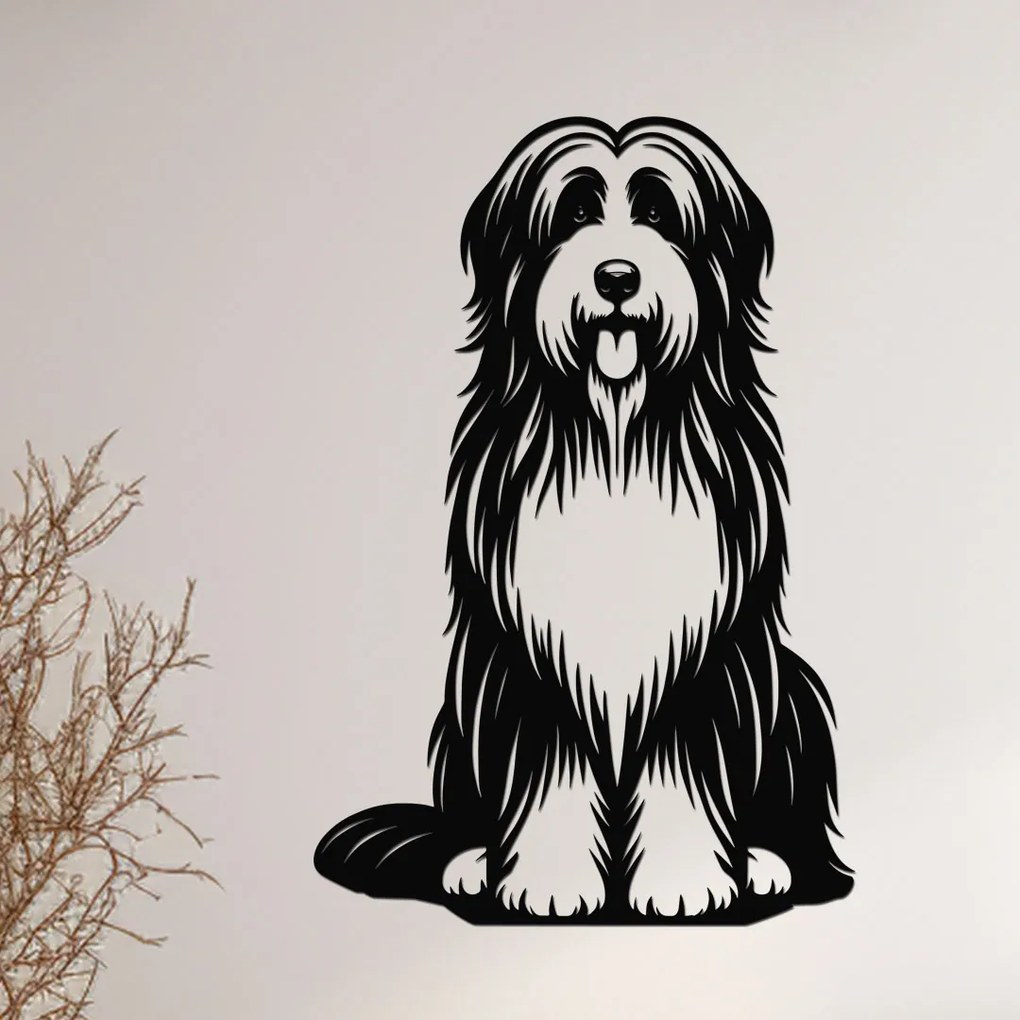 dřevo života Dřevěný obraz Bearded Collie Zvolte rozměr (cm): 46x60, Zvolte barvu dekoru: Ořech