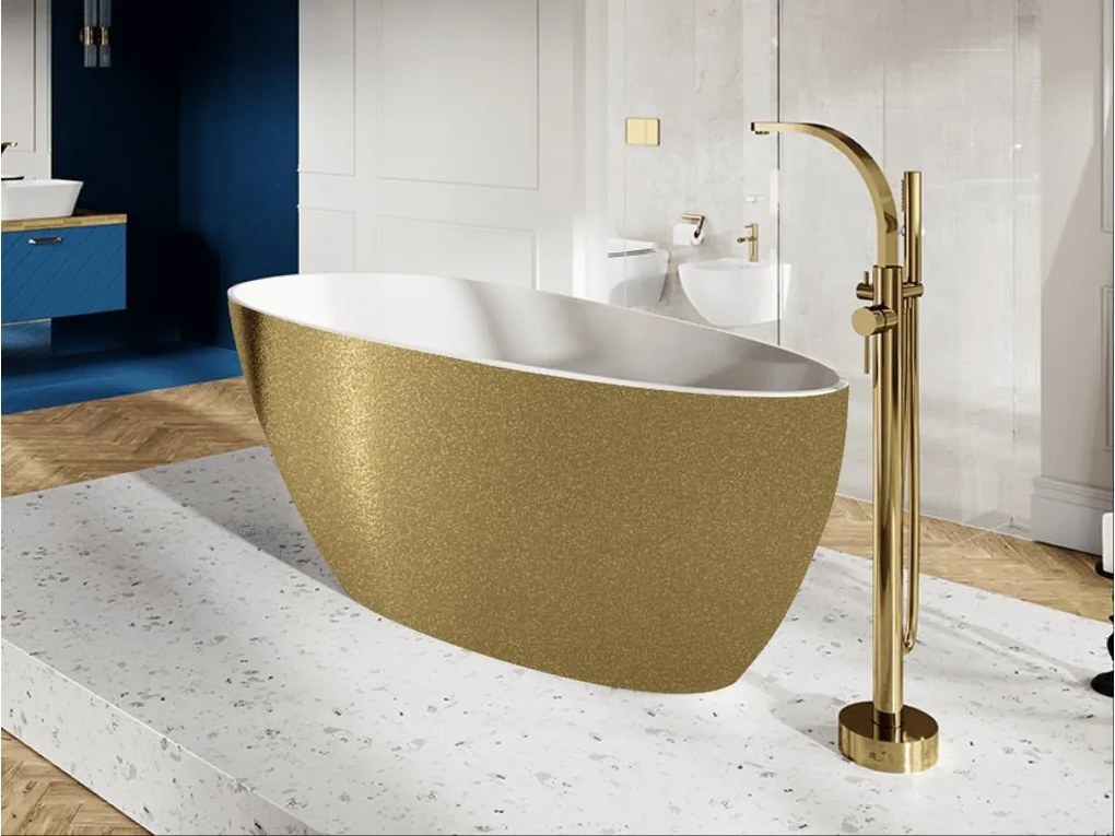 BESCO Volně stojící vana GOYA Glam - zlatá Rozměr vany - 160 × 70 cm - VANSAL16GLAM01