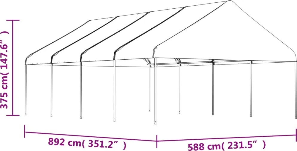 Altán se střechou bílý 8,92 x 5,88 x 3,75 m polyethylen 3155520