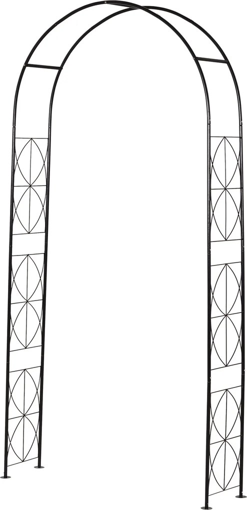 Outsunny Kovový Růžový Oblouk pro Šplhající Rostliny Zahradní Oblouk s Ostrým Vrcholem Kovová Konstrukce Obelisk pro Růže 114 x 30 x 230 cm Černý | Ao