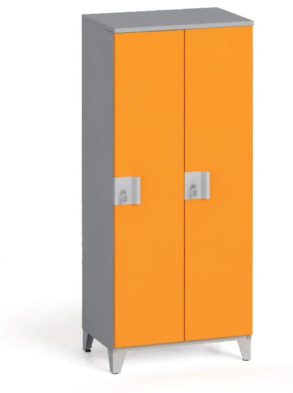 Šatní skříň dvoudílná 1400 x 600 x 400 mm, šedá/oranžová