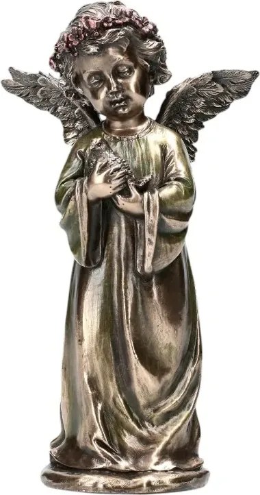 Andělská dívka s holubicí – bronzovaná figurka Veronese WU75411A4