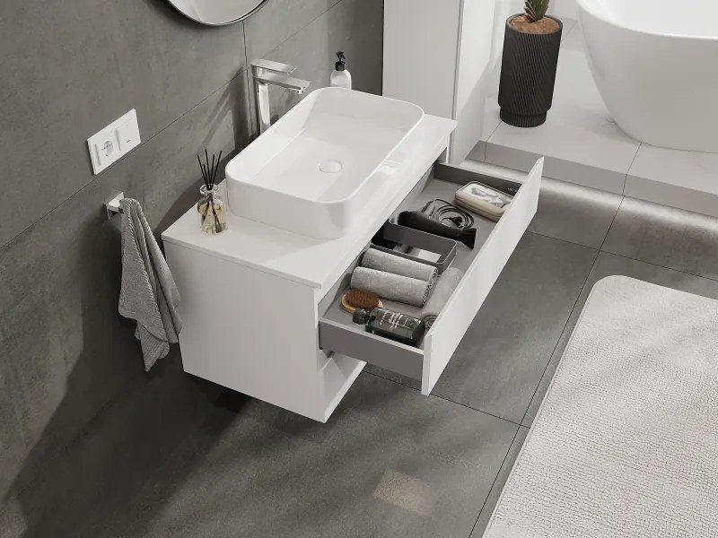 Mexen Orio, koupelnová skříňka 90 cm, 2 zásuvky, bílá matná, 91A10-09047-2-BFF01