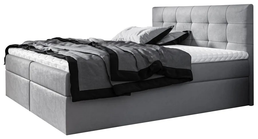 Čalouněná postel boxspring ROCCO + úložný prostor + topper