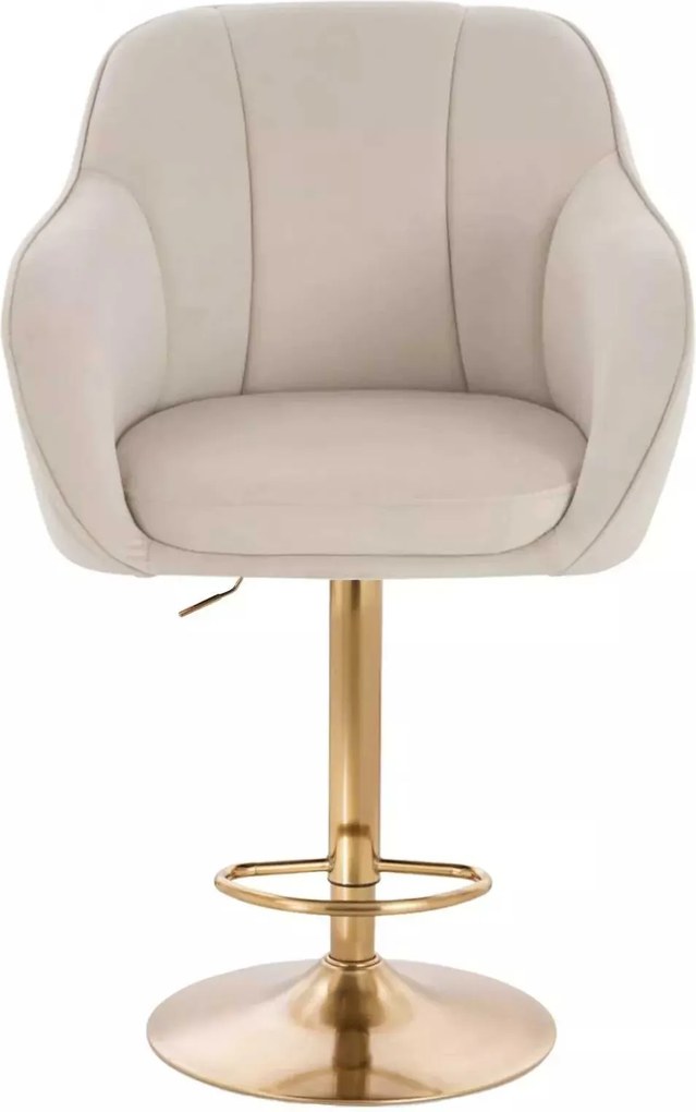 LuxuryForm DESIGN Barová židle AVOLA VELUR na zlaté kulaté podstavě - krémová