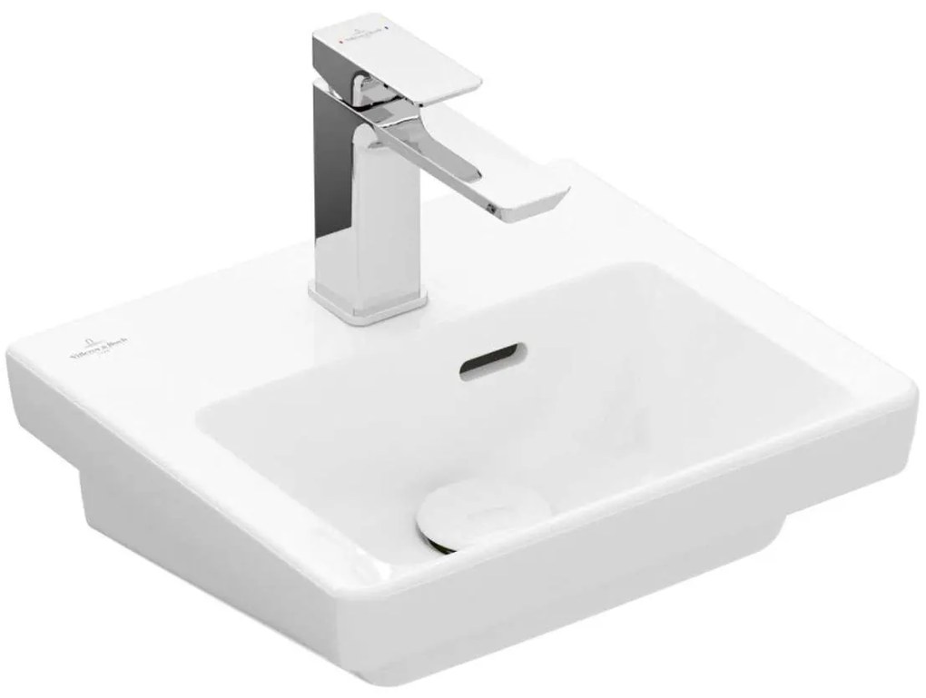 Villeroy & Boch Subway 3.0 - Umývátko nábytkové 37x31 cm, s přepadem, otvor pro baterii, alpská bílá 43703701