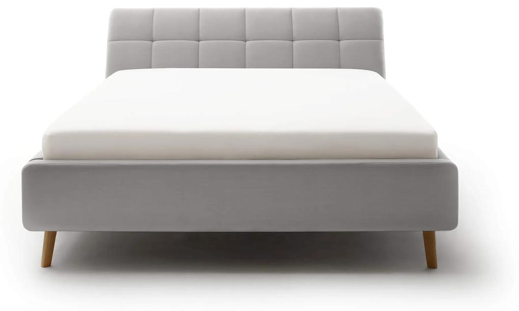 Čalouněná postel s prošívaným čelem lemina s úložným prostorem 180 x 200 cm světle šedá MUZZA