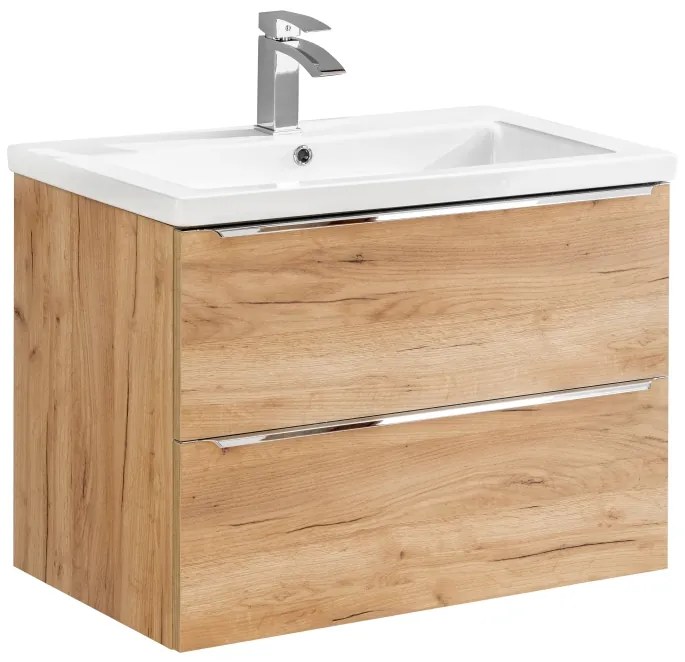 COMAD Závěsná skříňka pod umyvadlo - CAPRI 821 oak, šířka 80 cm, zlatý dub