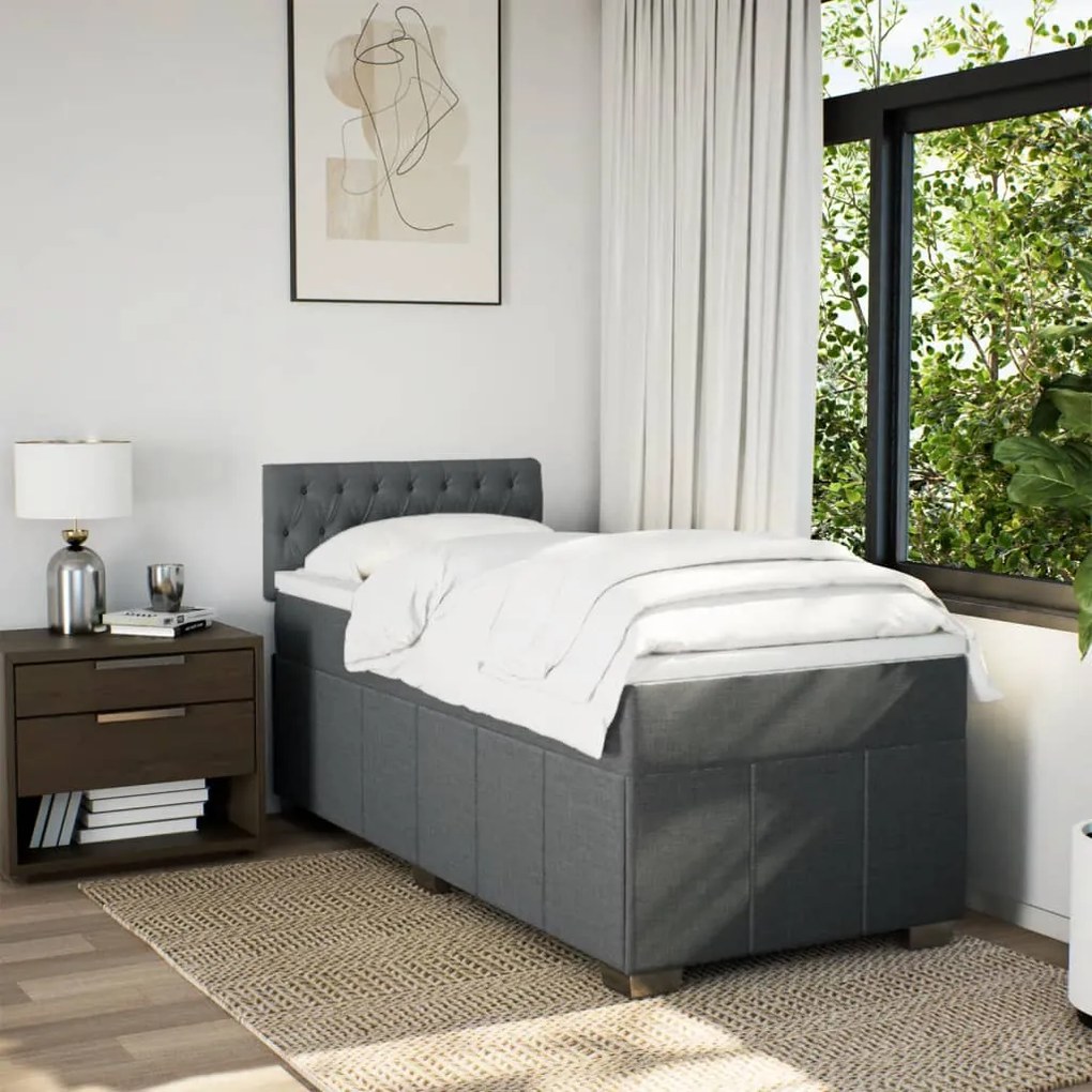 Box spring postel s matrací tmavě šedá 80 x 200 cm textil 3289203