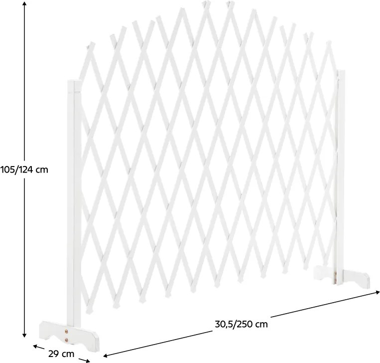 Mřížková zástěna, bílá/dřevo, 250 cm, KEJLY