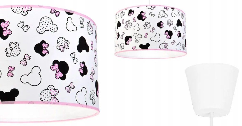 Dětské závěsné svítidlo Minnie, 1x textilní stínítko se vzorem, (fi 35cm)