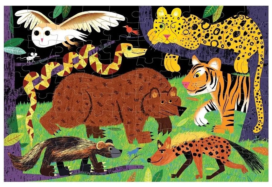 Mudpuppy Puzzle Predátoři divočiny - svítí ve tmě 100 dílků