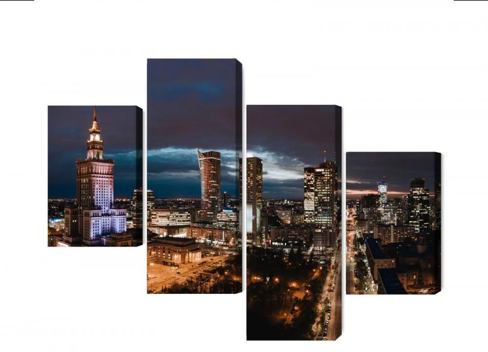 Vícedílný obraz Panorama Centra Varšavy V Noci Nedostatek Nedostatek Plátno Canvas 240x150
