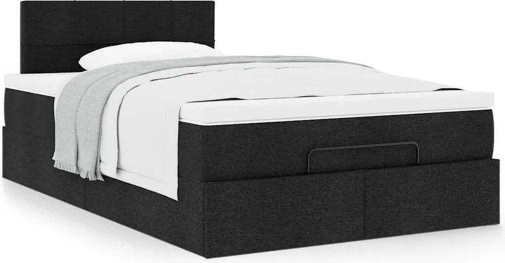 Osmanský postel s matrací černá 120x190 cm textil 3311361