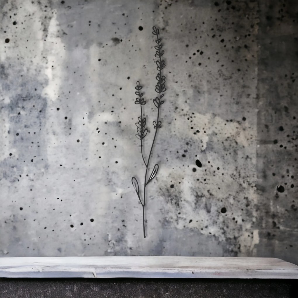 Květina - kovový obraz na zeď Velikost: 150cm, Barva: Black